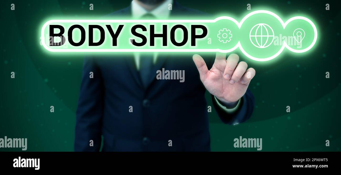 Conceptual display Body Shop, Business showcase a shop where automotive ...