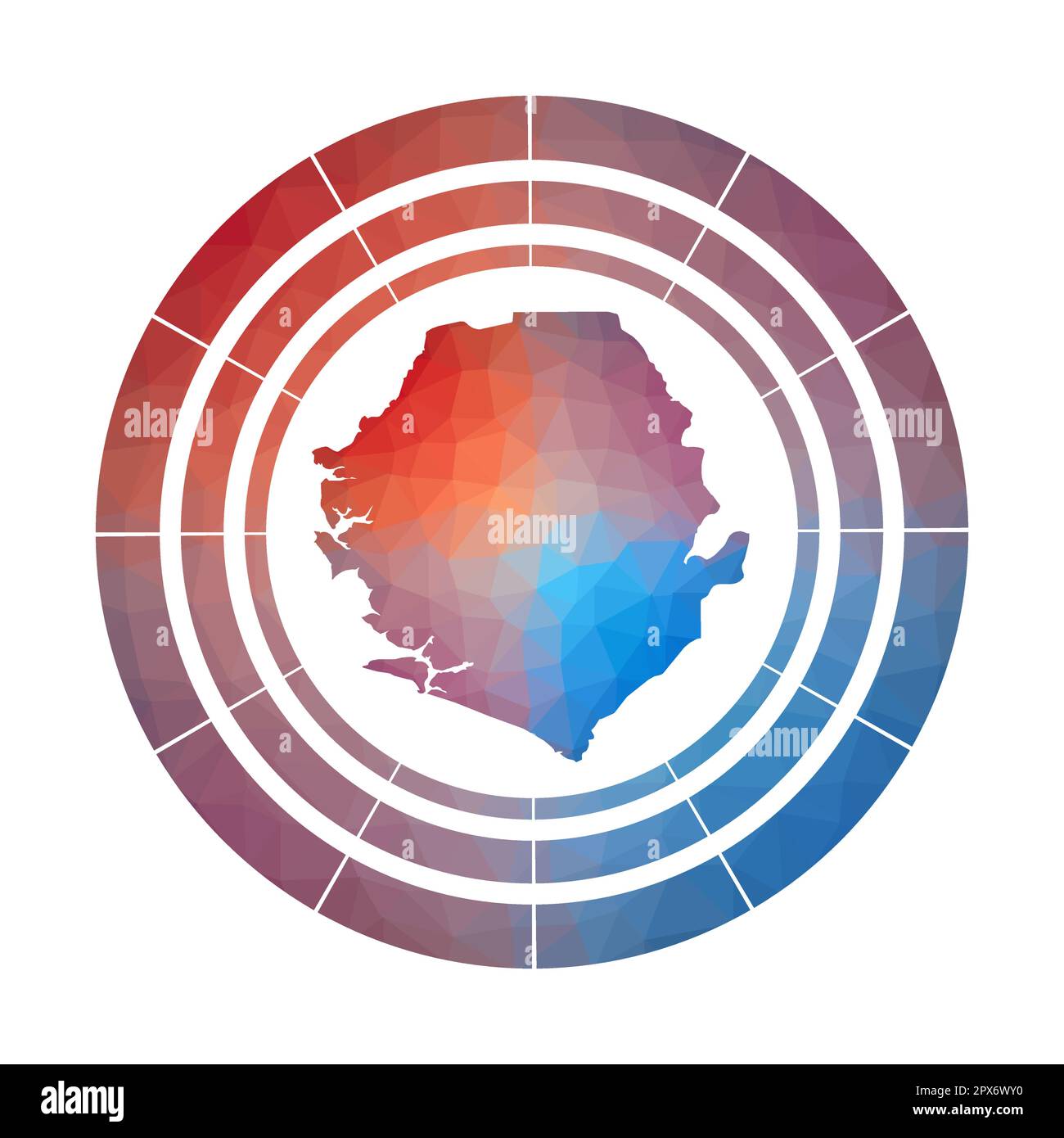 Sierra Leone badge. Bright gradient logo of country in low poly style ...