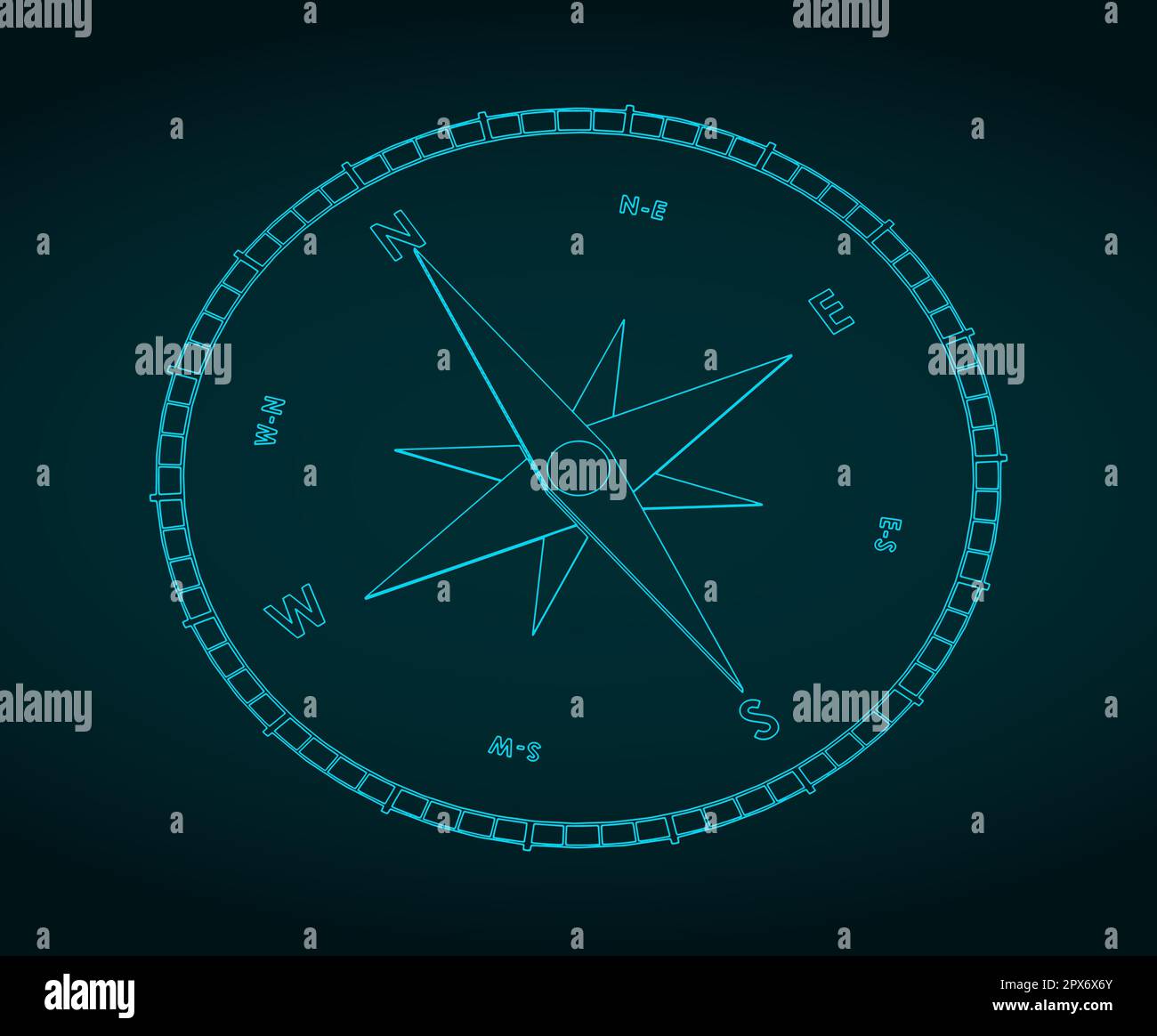 Stylized vector illustration of blueprint of compass Stock Vector Image ...