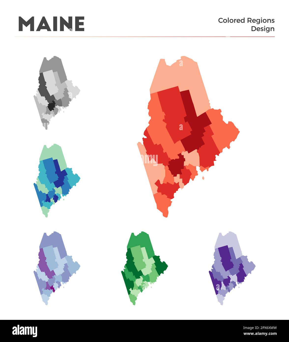 Maine map collection. Borders of Maine for your infographic. Colored US ...