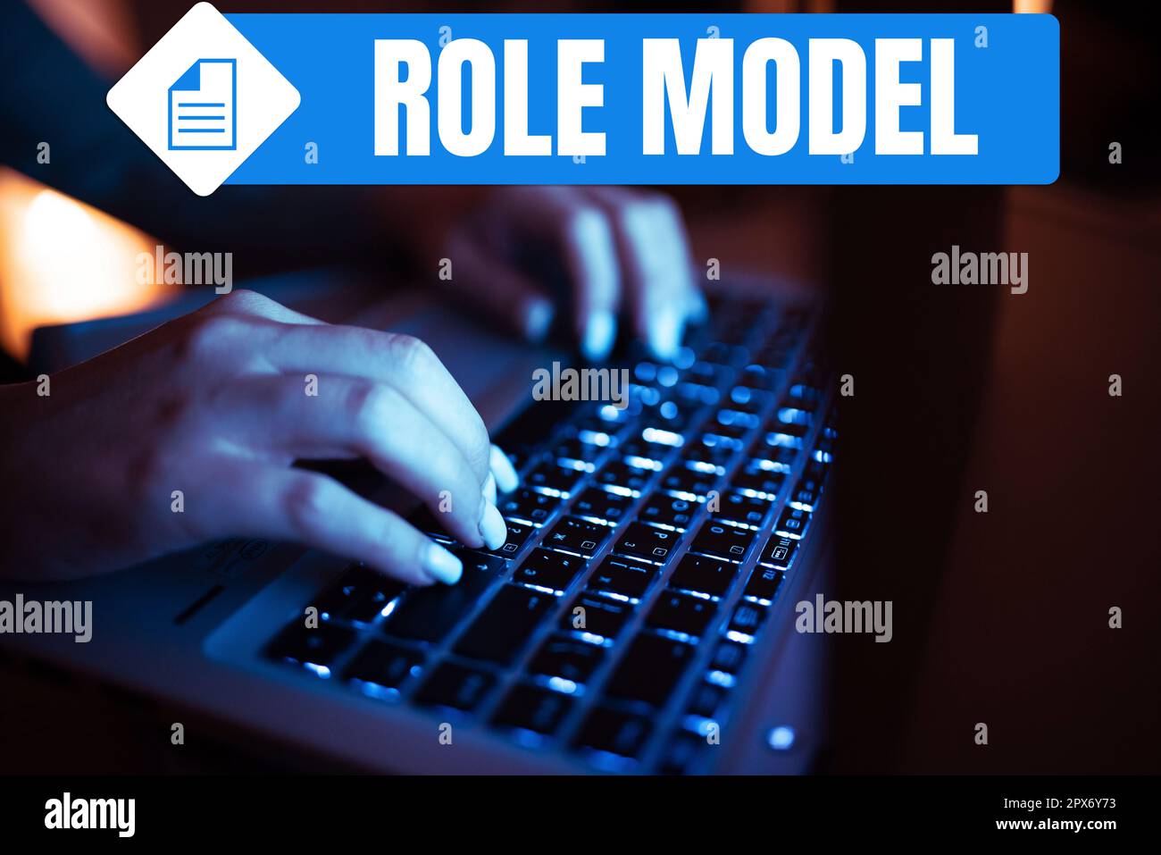 Text sign showing Role Model, Word for a person looked to by others as ...