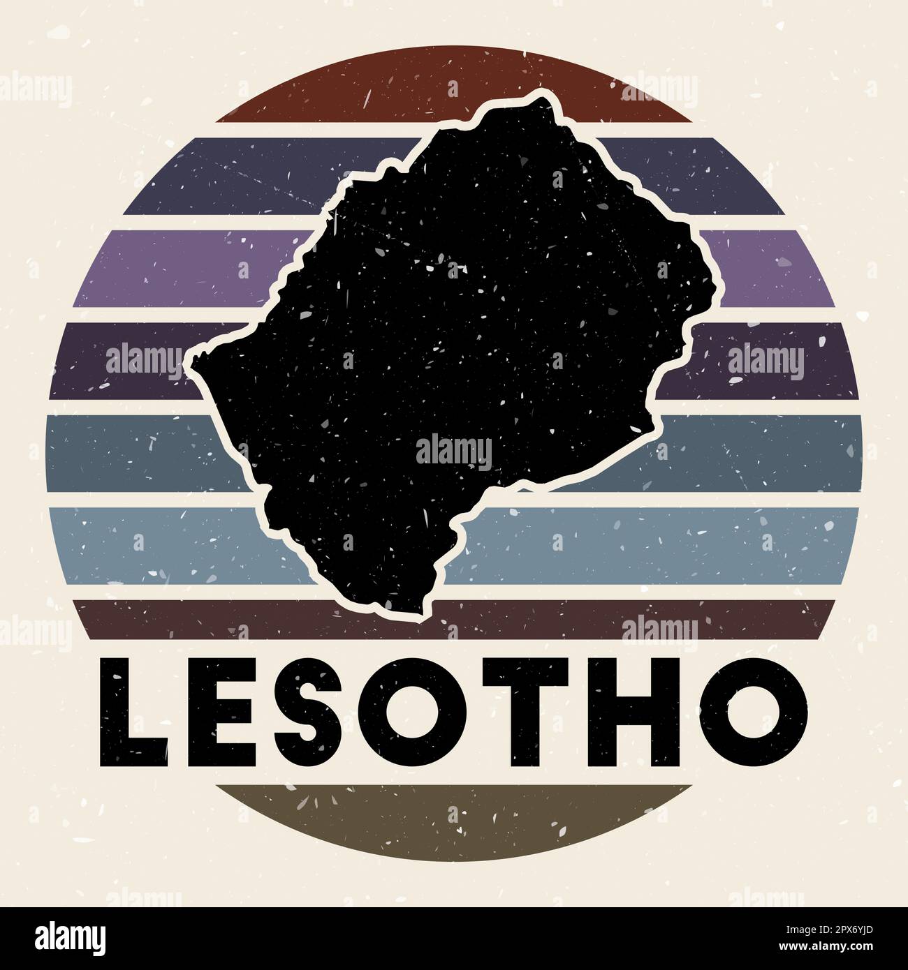 Lesotho logo. Sign with the map of the country and colored stripes ...