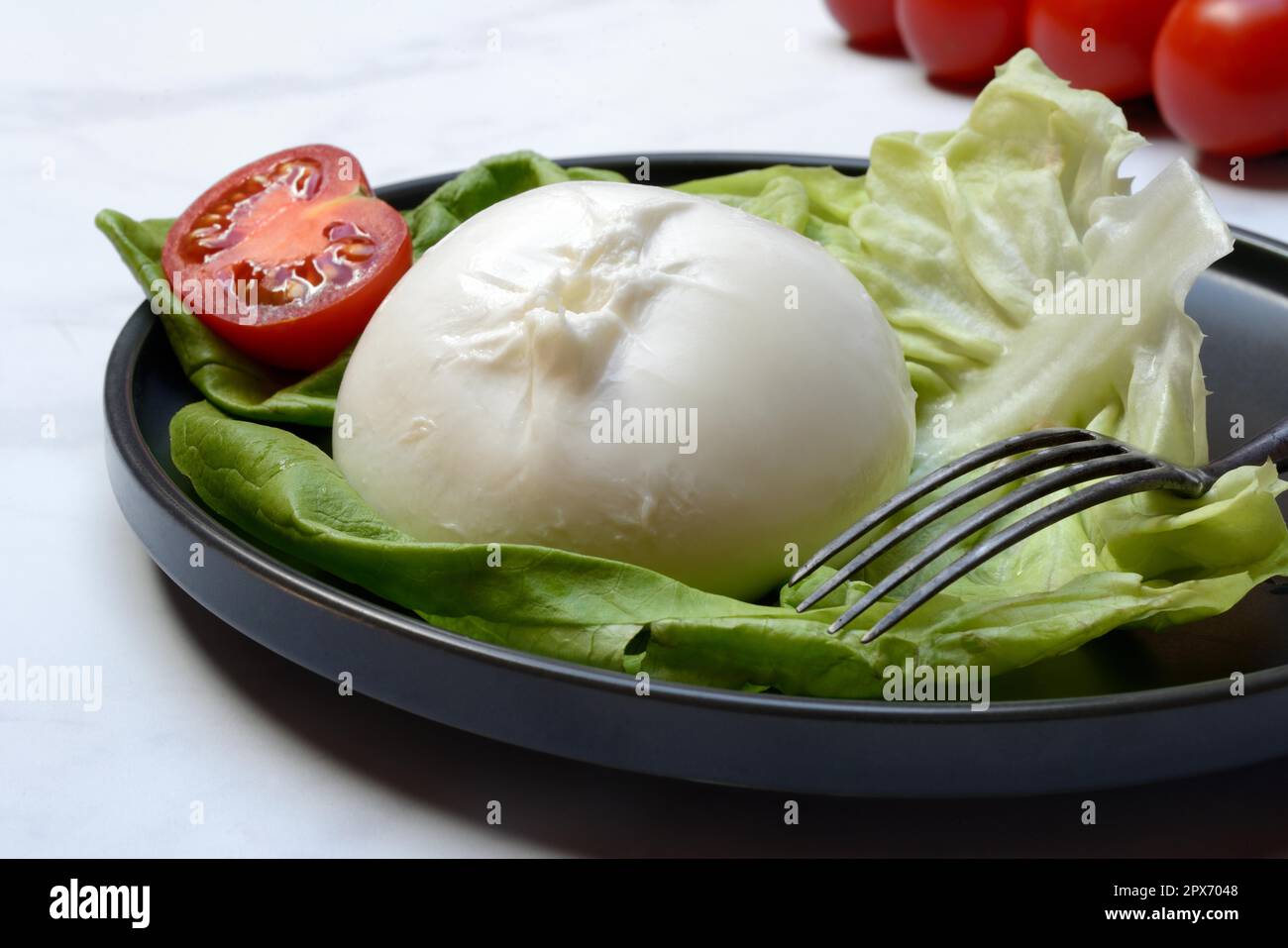 Burrata, burrata cheese on plate, fresh cheese from Italy Stock Photo ...