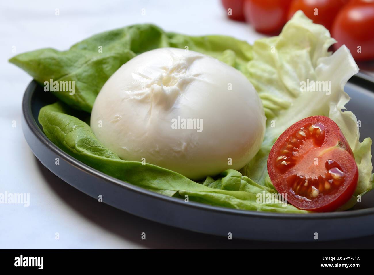 Burrata, burrata cheese on plate, fresh cheese from Italy Stock Photo ...