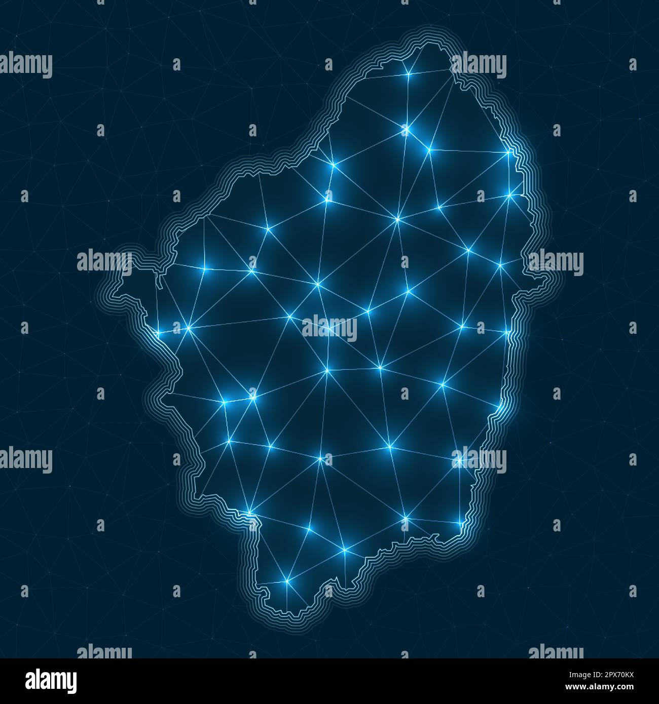 Naxos network map. Abstract geometric map of the island. Digital ...
