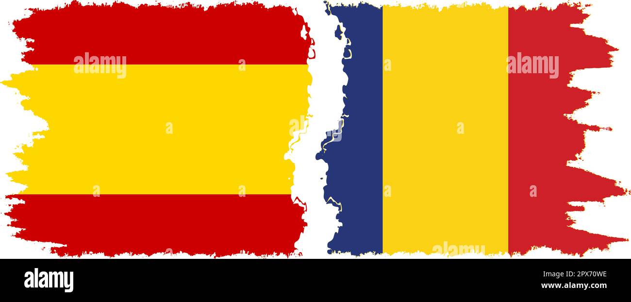 Romania and Spain grunge flags connection, vector Stock Vector Image ...