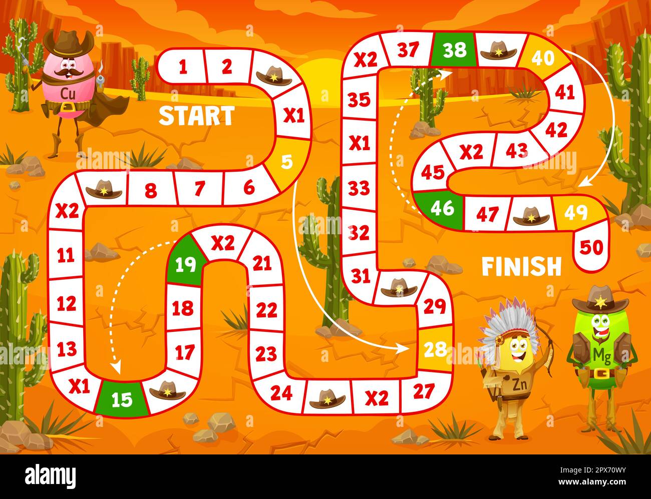 Kids board game. Wild west cartoon cowboy, sheriff and indian vitamin ...