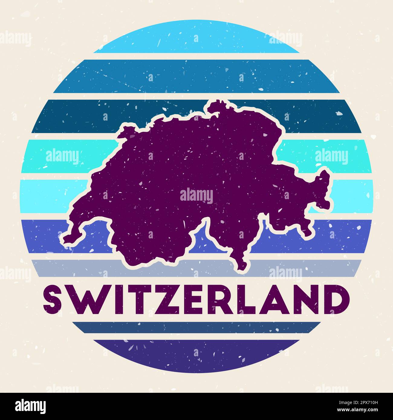 Switzerland logo. Sign with the map of the country and colored stripes ...