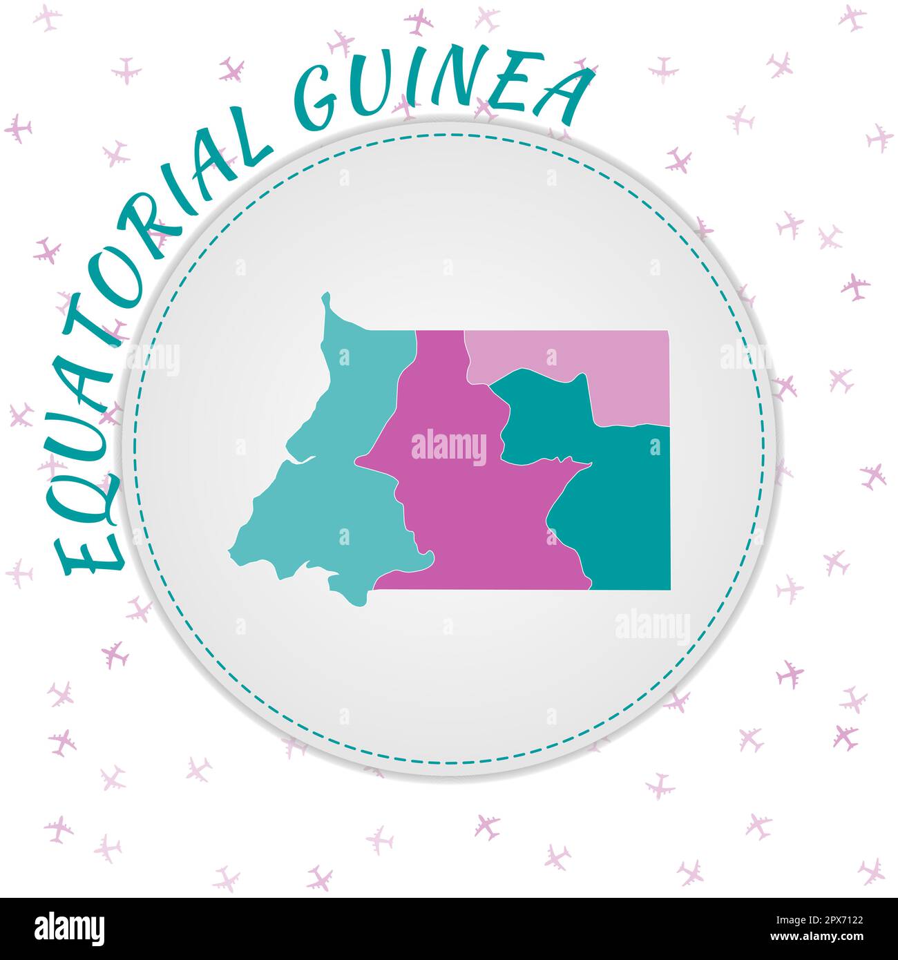 Equatorial Guinea map design. Map of the country with regions in ...