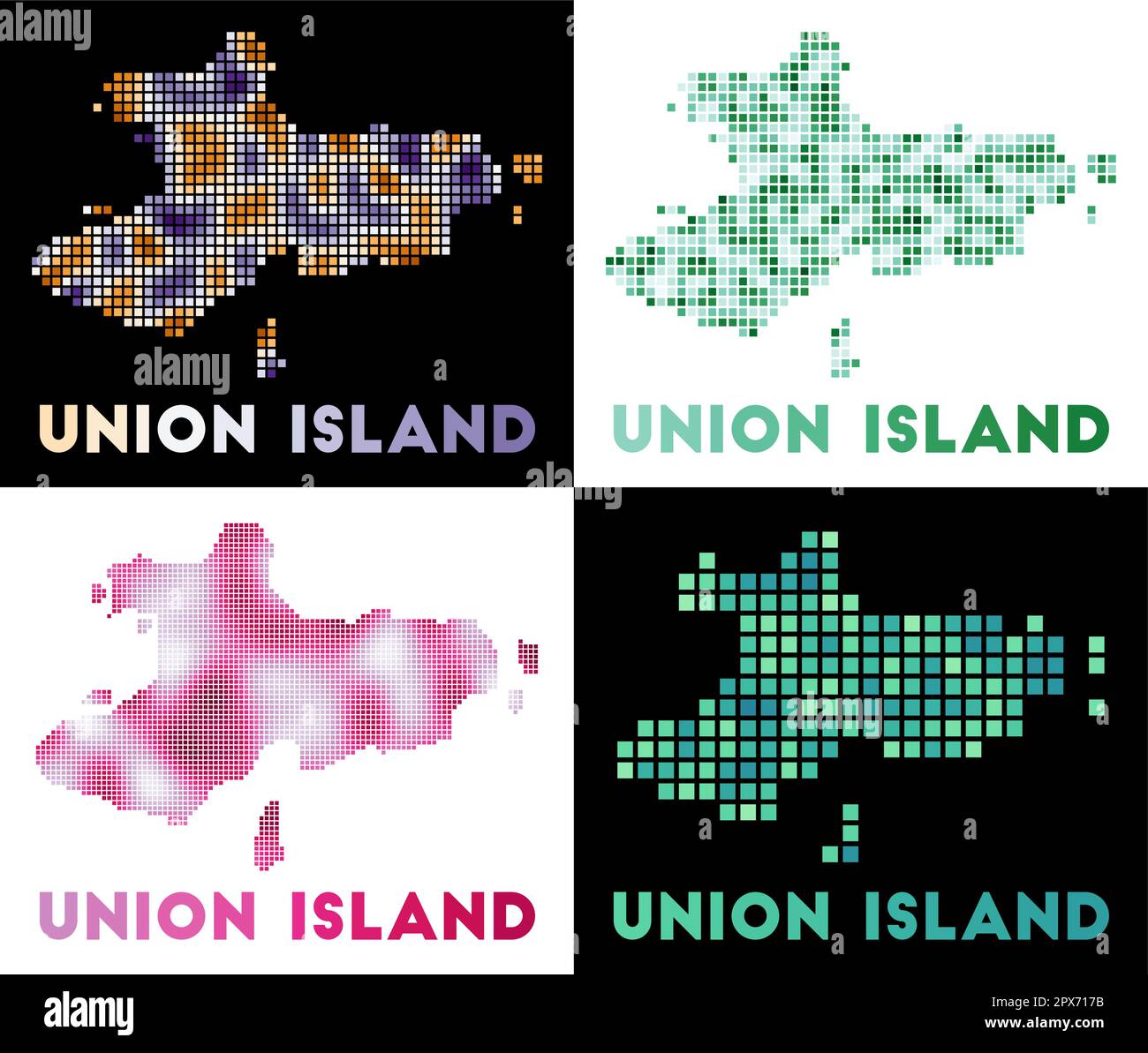 Union Island map. Collection of maps of Union Island in dotted style ...
