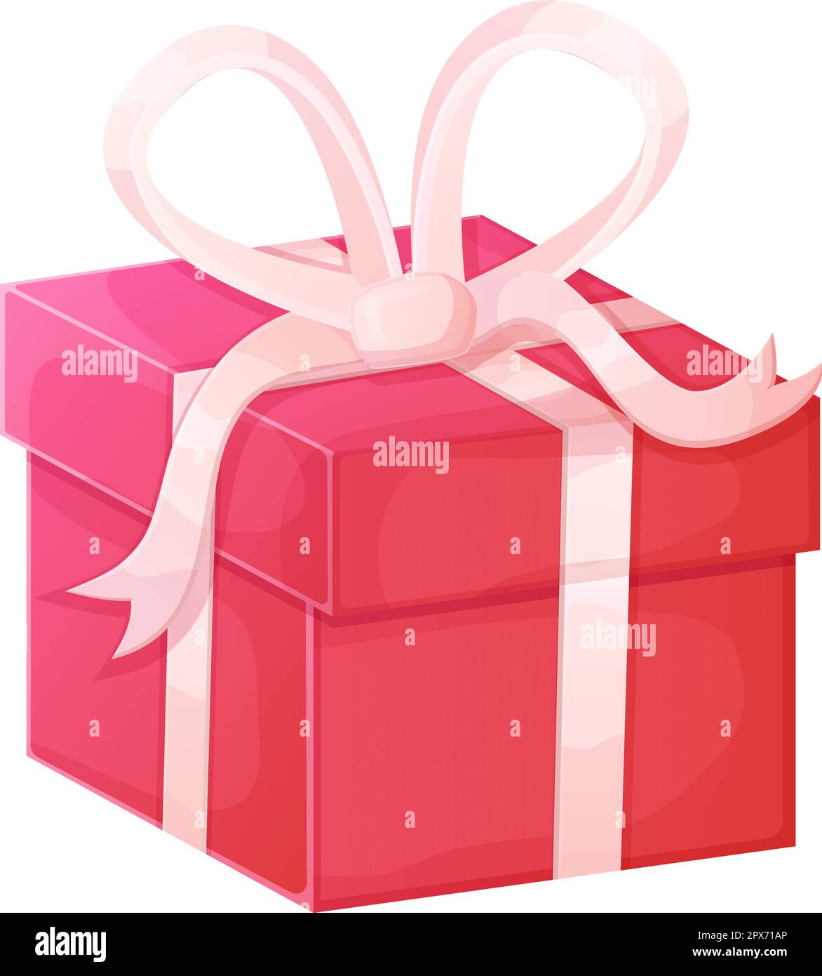 Closed red box with white ribbon bow. Illustration isolated on white ...