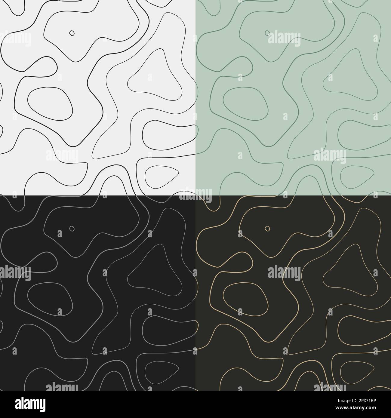 Topography patterns. Seamless elevation map tiles. Awesome isoline ...