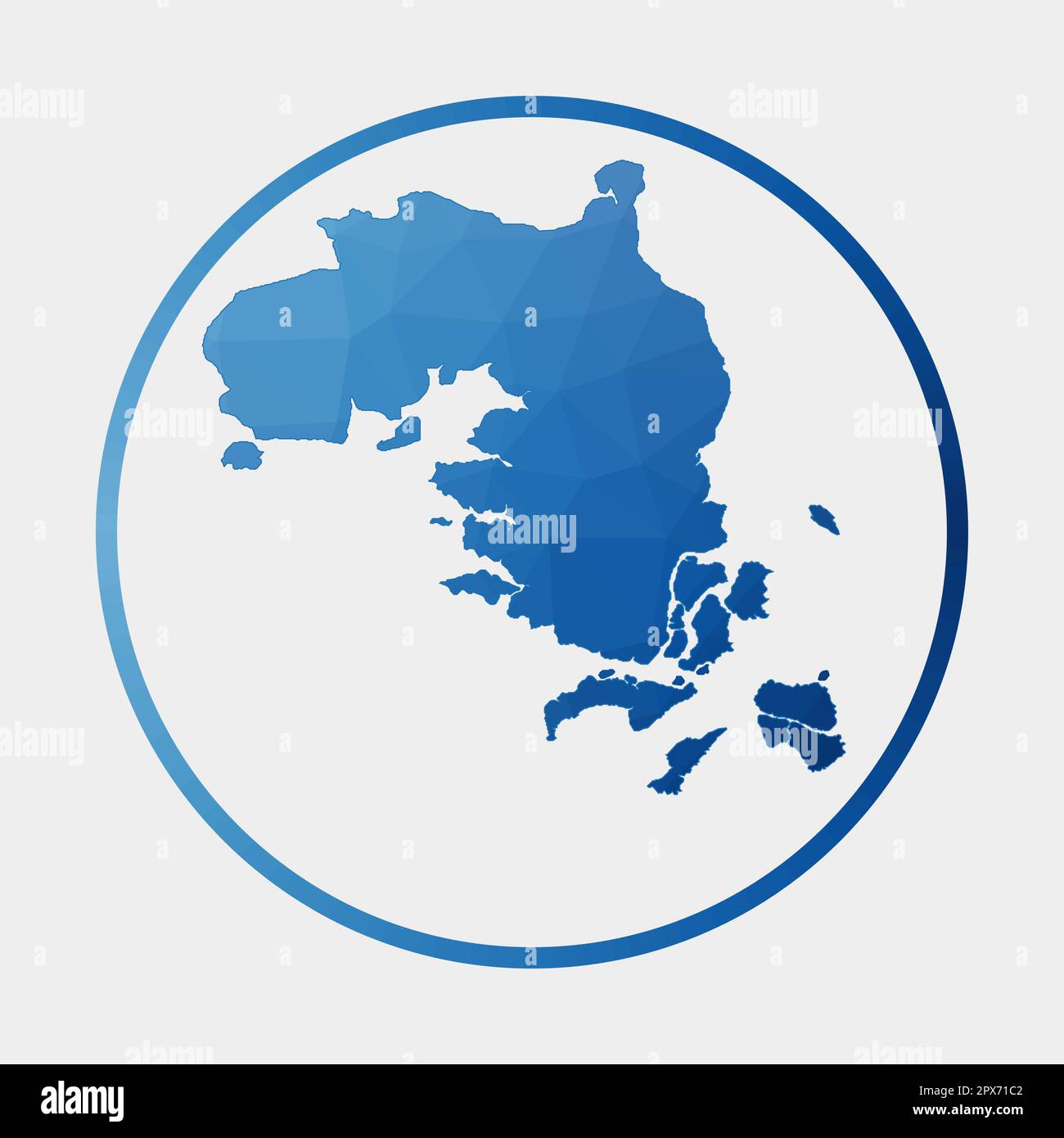 Bintan Island icon. Polygonal map in gradient ring. Round low poly ...