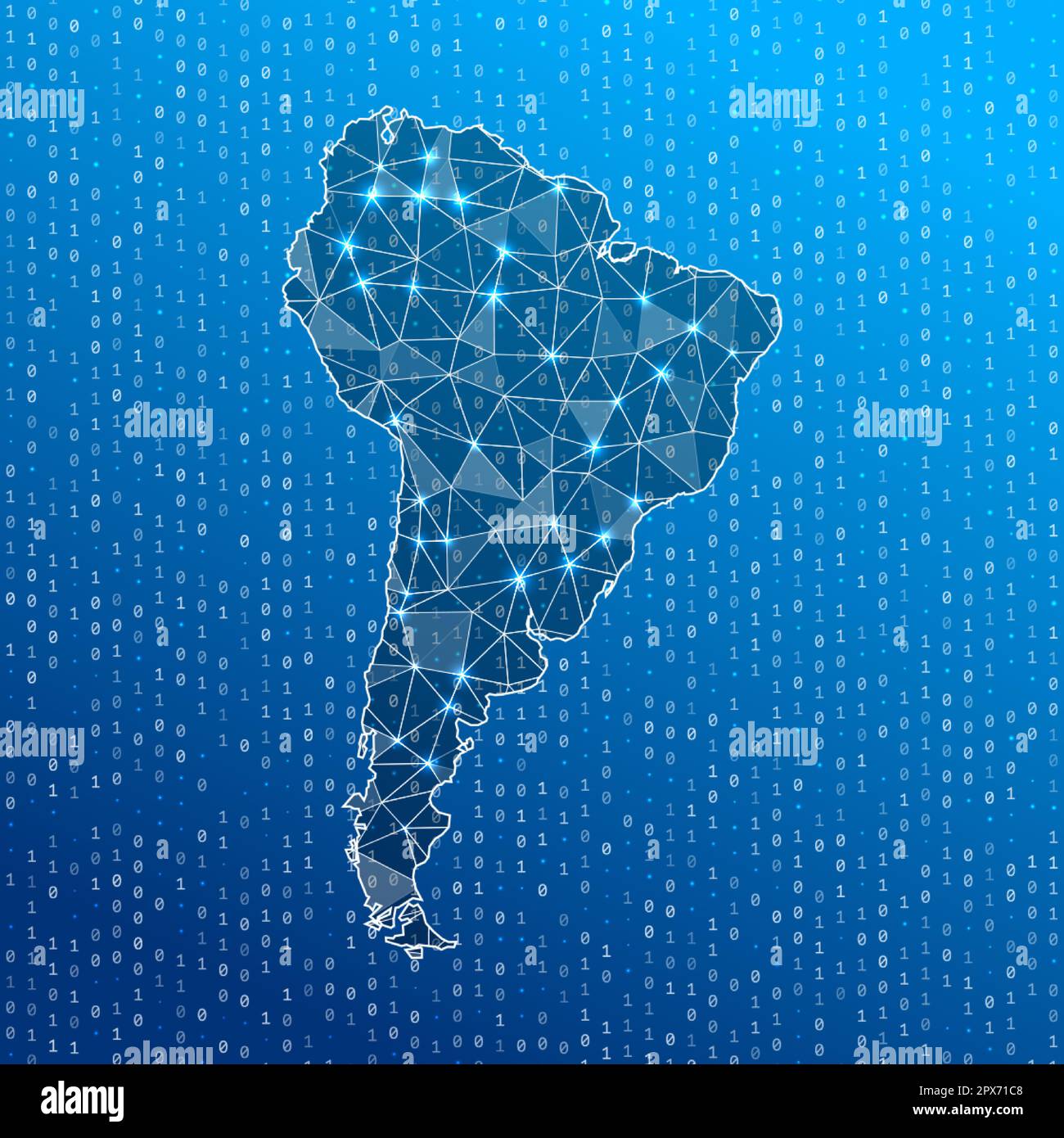 Network map of South America. Continent digital connections map ...