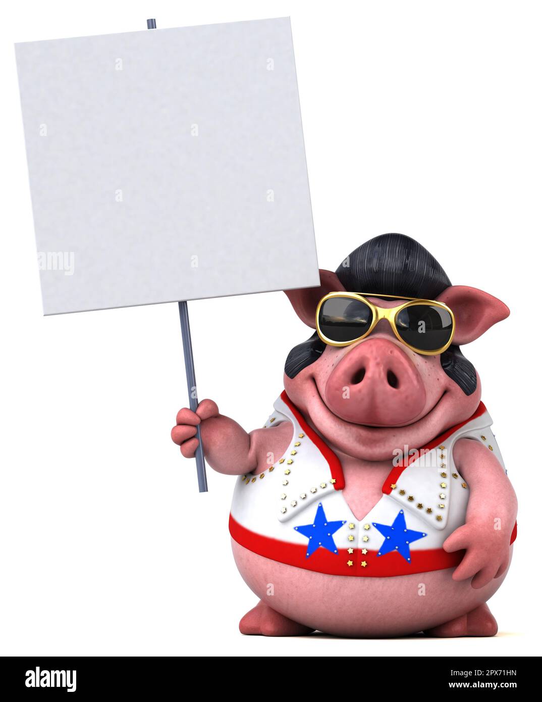 Fun 3D cartoon illustration of a pig rocker Stock Photo - Alamy