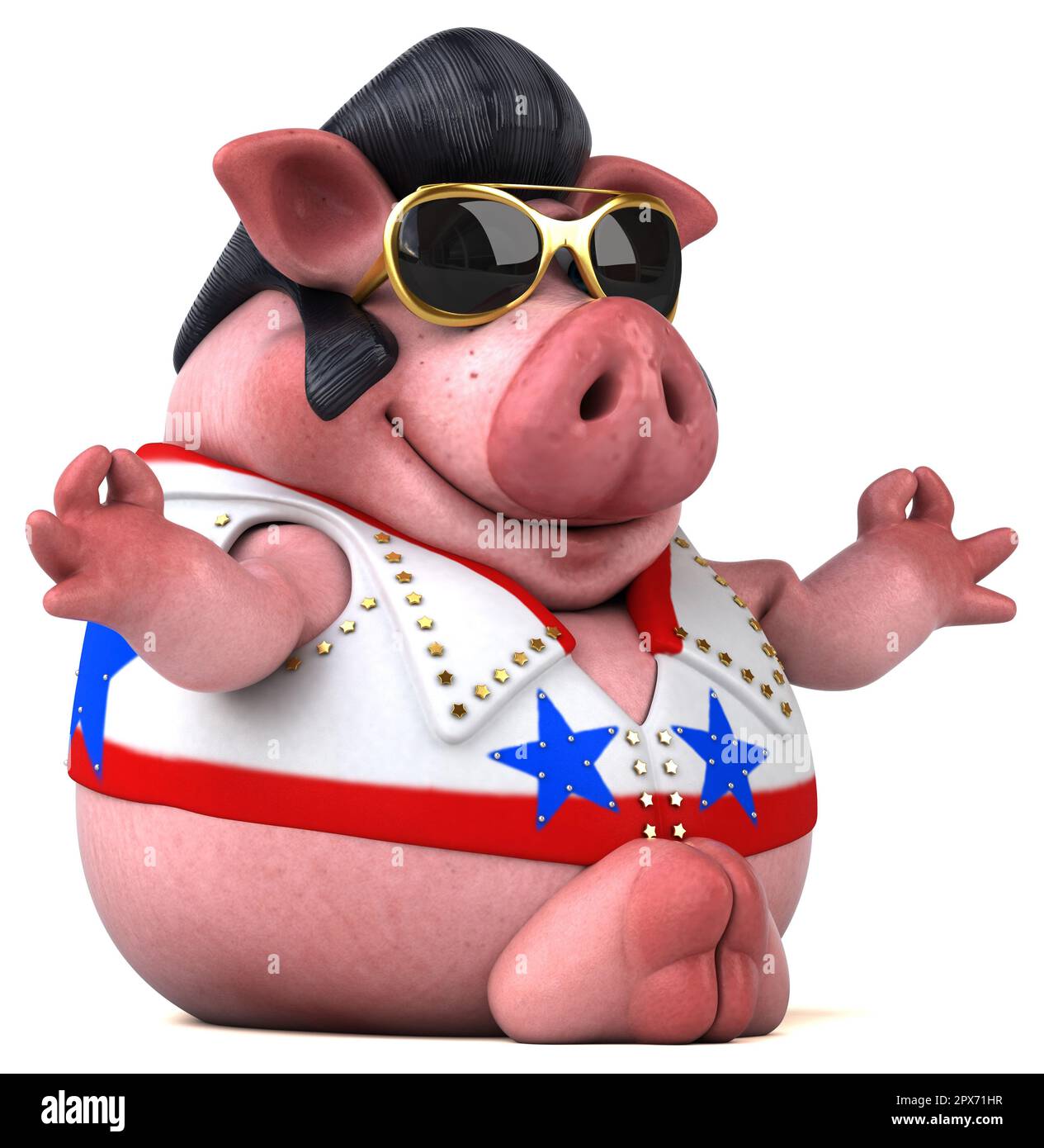 Fun 3D cartoon illustration of a pig rocker Stock Photo - Alamy