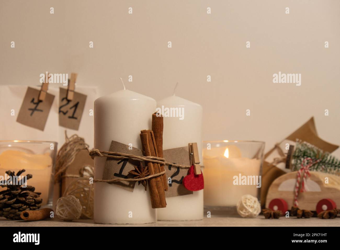 Candle with advent calendar Traditional Burning Christmas Wax Candles ...