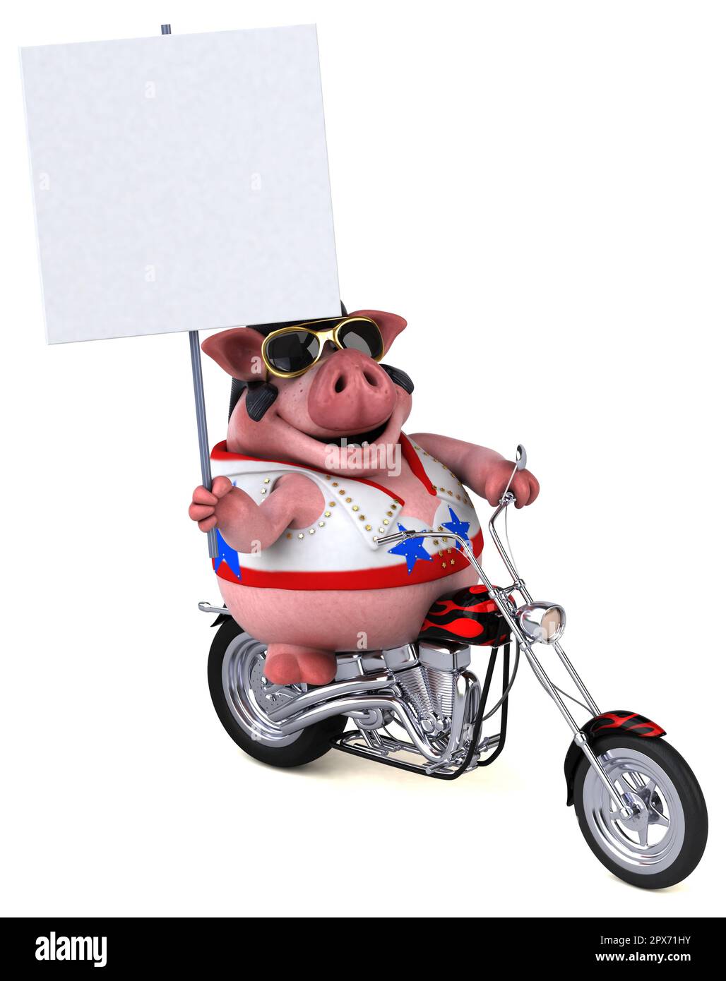 Fun 3D cartoon illustration of a pig rocker Stock Photo - Alamy