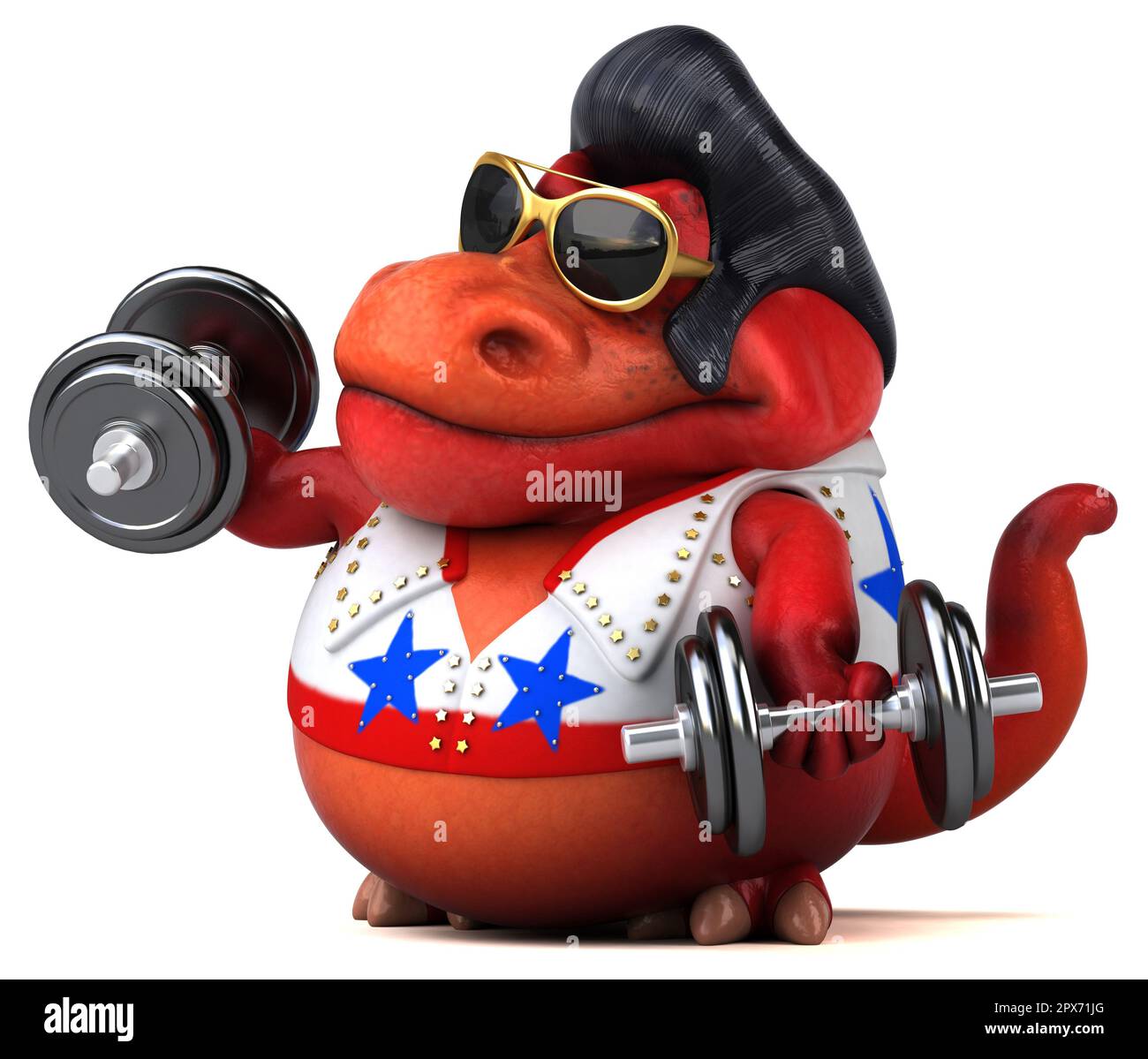 Fun 3D cartoon illustration of a Trex rocker Stock Photo - Alamy