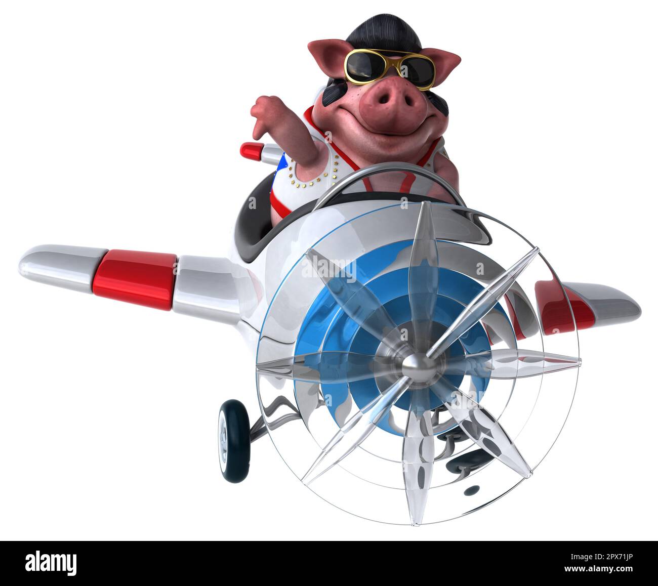 Fun 3D cartoon illustration of a pig rocker Stock Photo - Alamy
