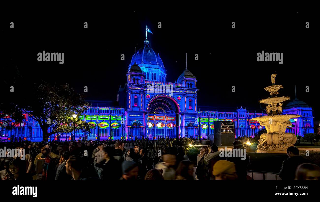 Melbourne, Australia - Royal Exhibition Building illuminated at the ...