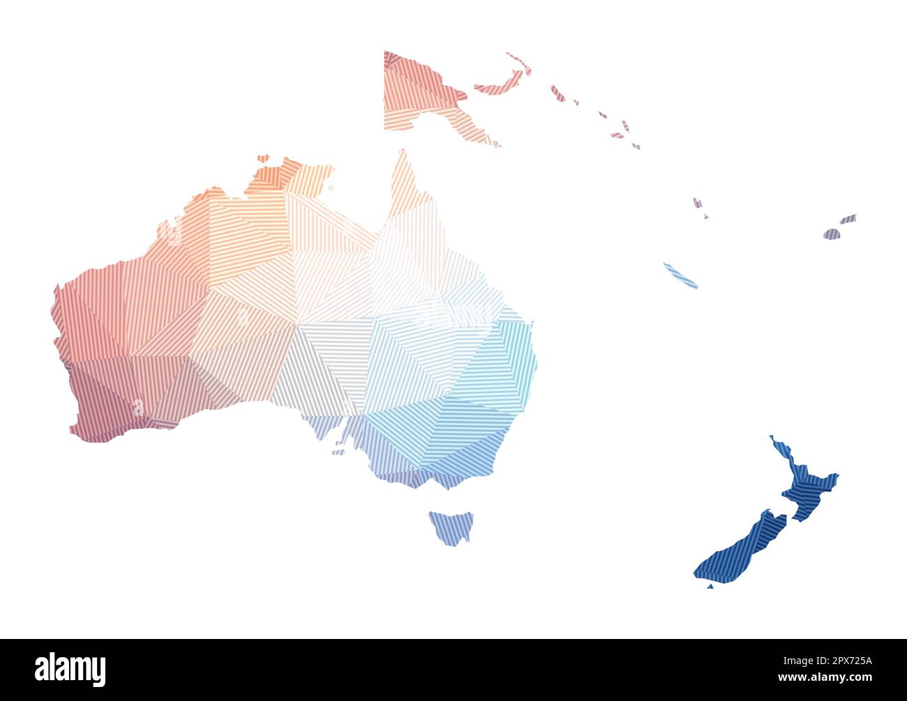 Map of Oceania. Low poly illustration of the continent. Geometric ...