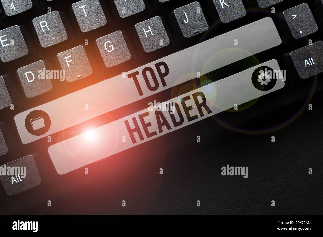 Conceptual caption Top Header, Business idea text at the top of a page ...