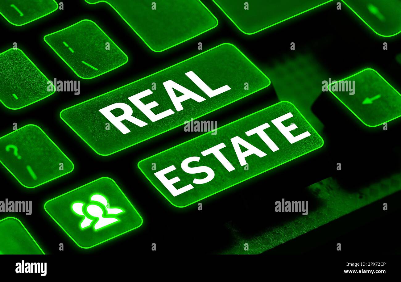 Handwriting text Real Estate, Word for the property consisting of land ...