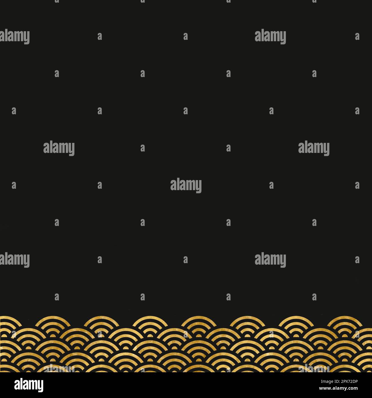 Black Asian style square dark template. Traditional seigaiha in gold at ...