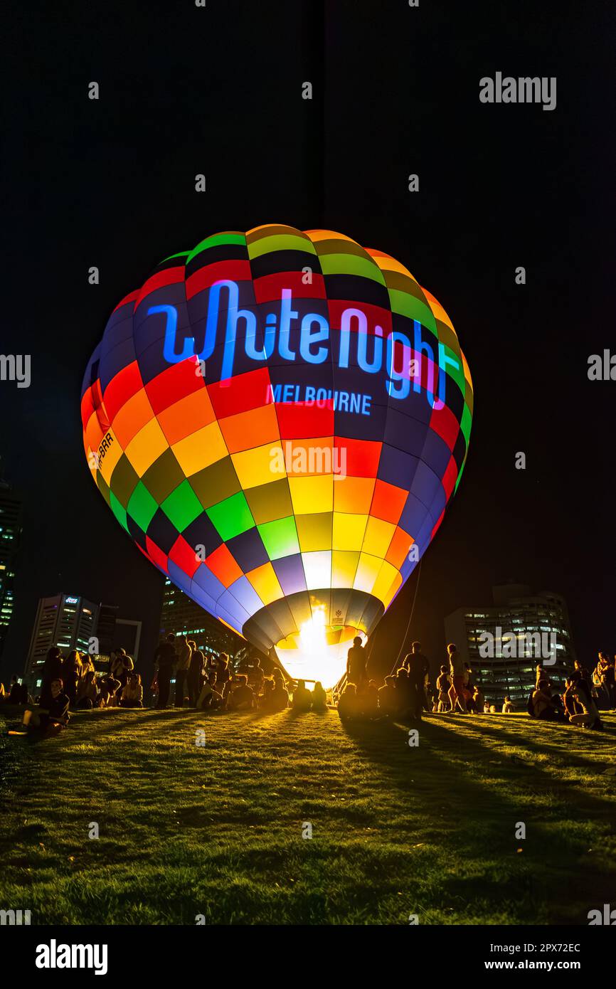 Melbourne, Australia - Hot air balloon at the annual White Night event ...