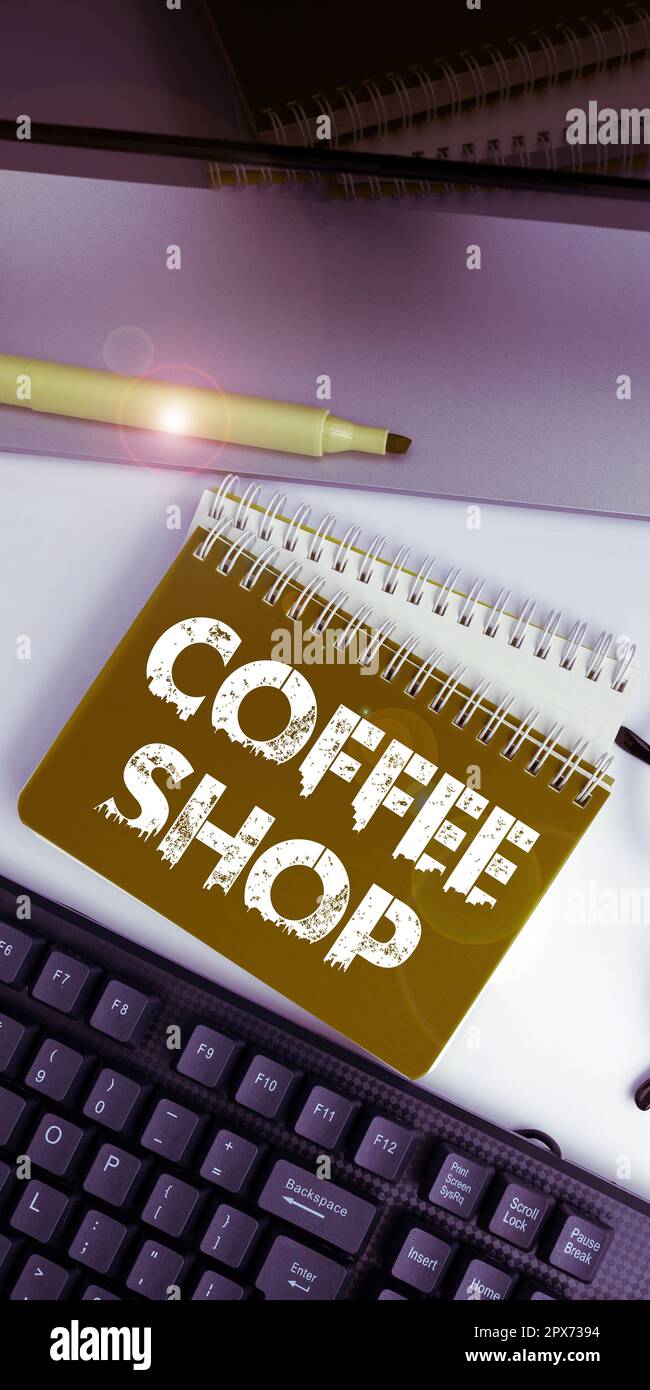 Text caption presenting Coffee Shop, Word for small informal restaurant ...