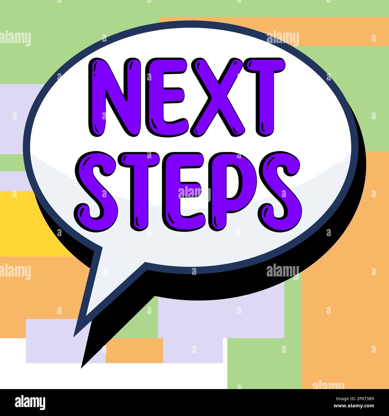 Conceptual caption Next Steps, Business showcase numper of process ...