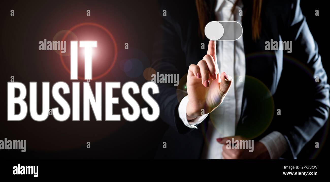 Hand writing sign It Business, Business showcase organization uses ...