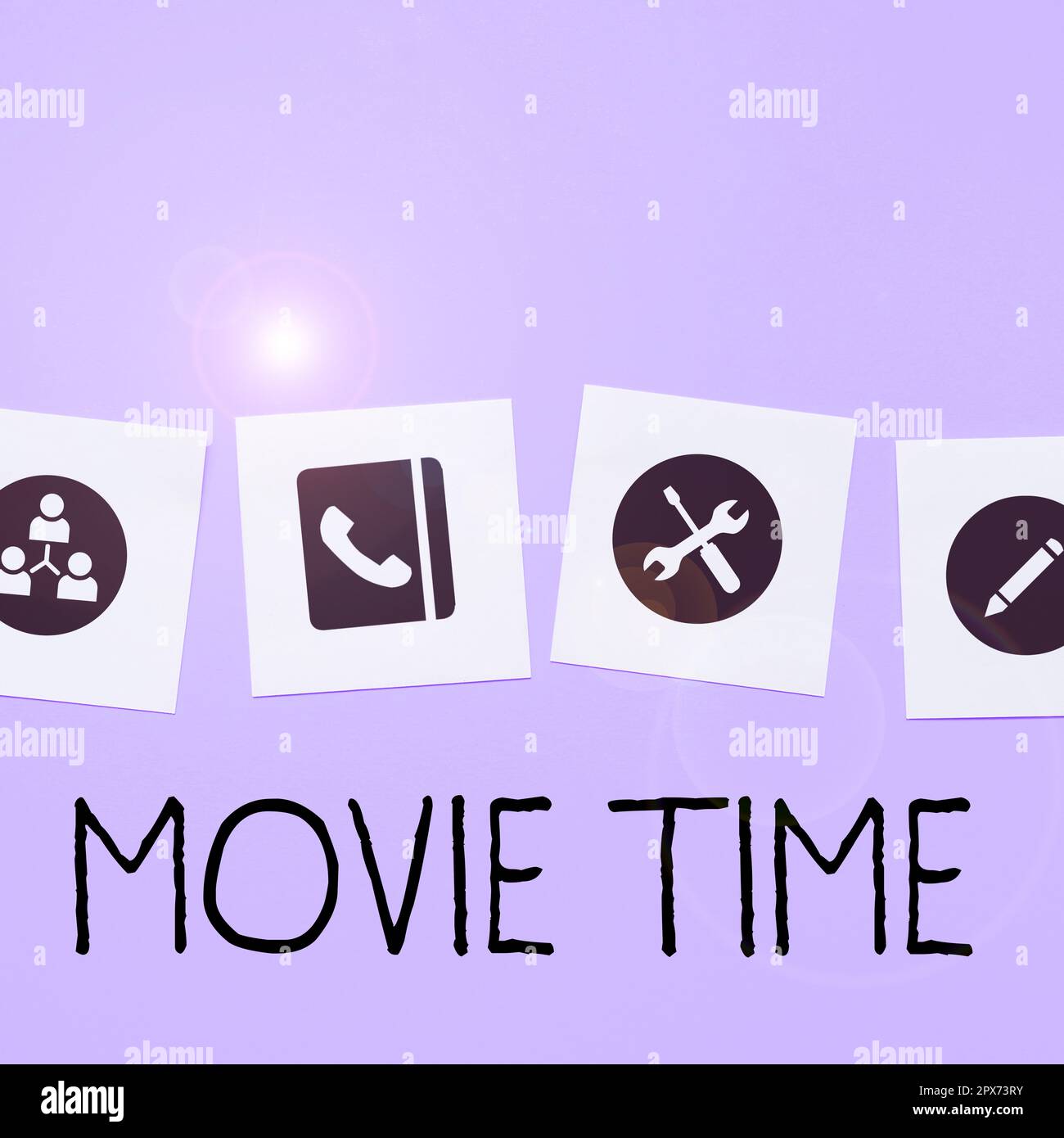Sign displaying Movie Time, Concept meaning the scheduled or actual ...