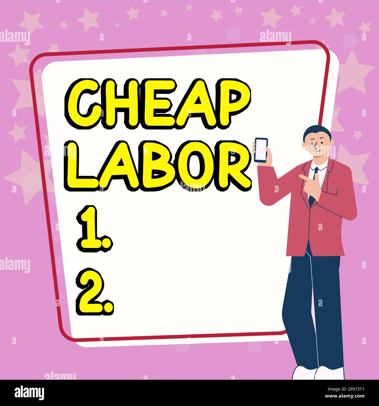 Text caption presenting Cheap Labor, Business approach when a person ...