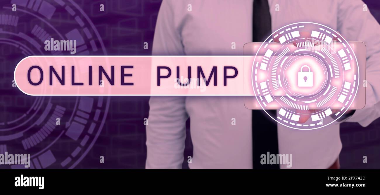 Conceptual caption Online Pump, Internet Concept device which moves ...