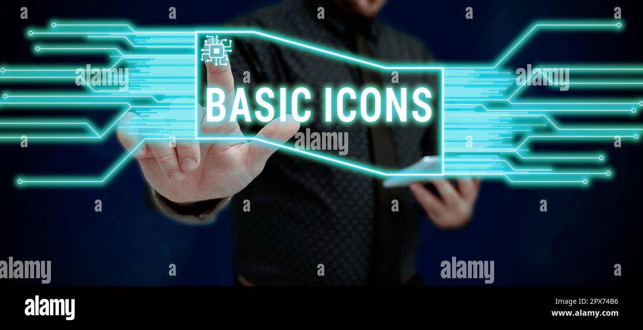 Sign displaying Basic Icons, Business approach pictogram or ideogram ...