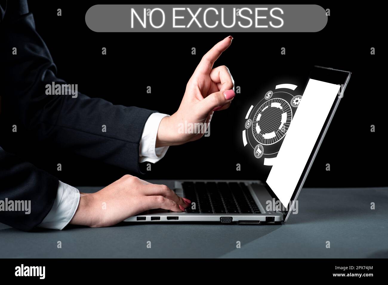 Hand writing sign No Excuses, Internet Concept telling someone not to ...