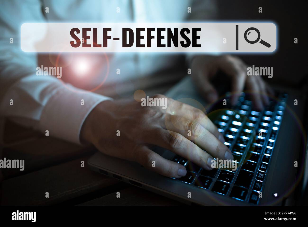 Text caption presenting Self Defense, Word for the act of defending one ...