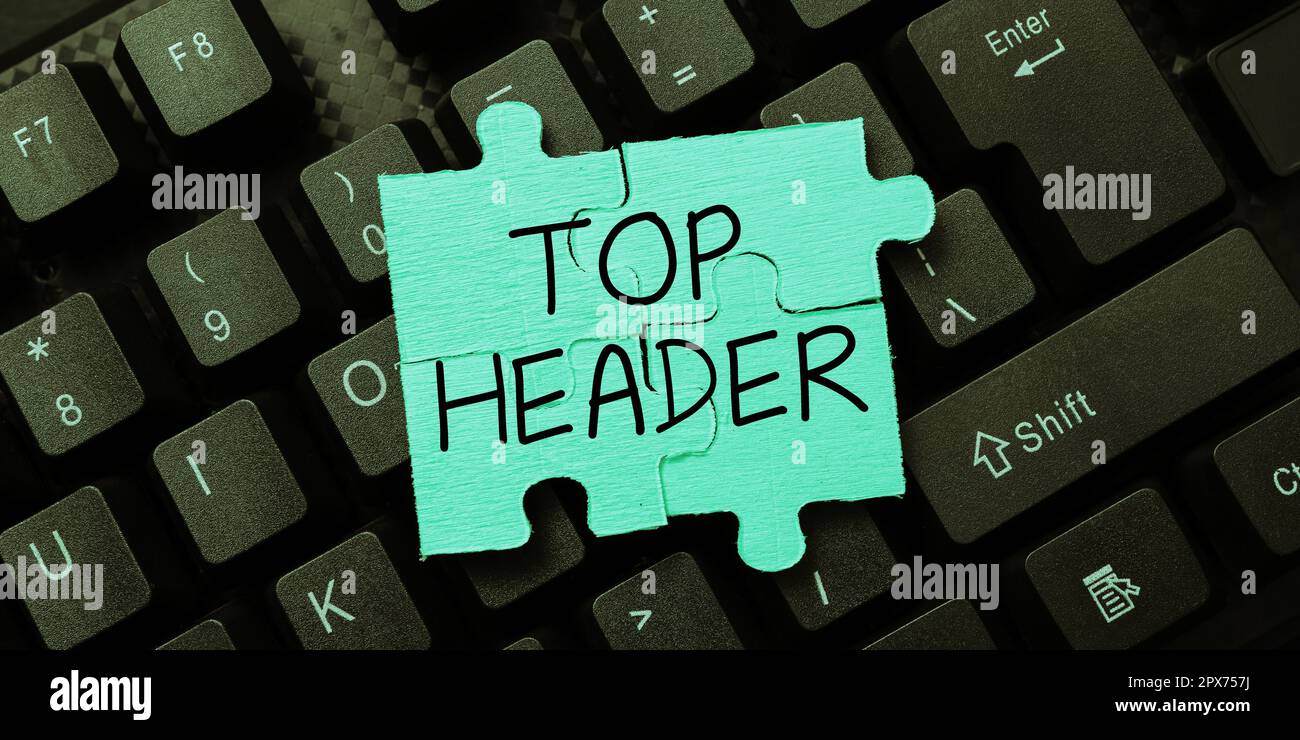Text caption presenting Top Header, Internet Concept text at the top of ...