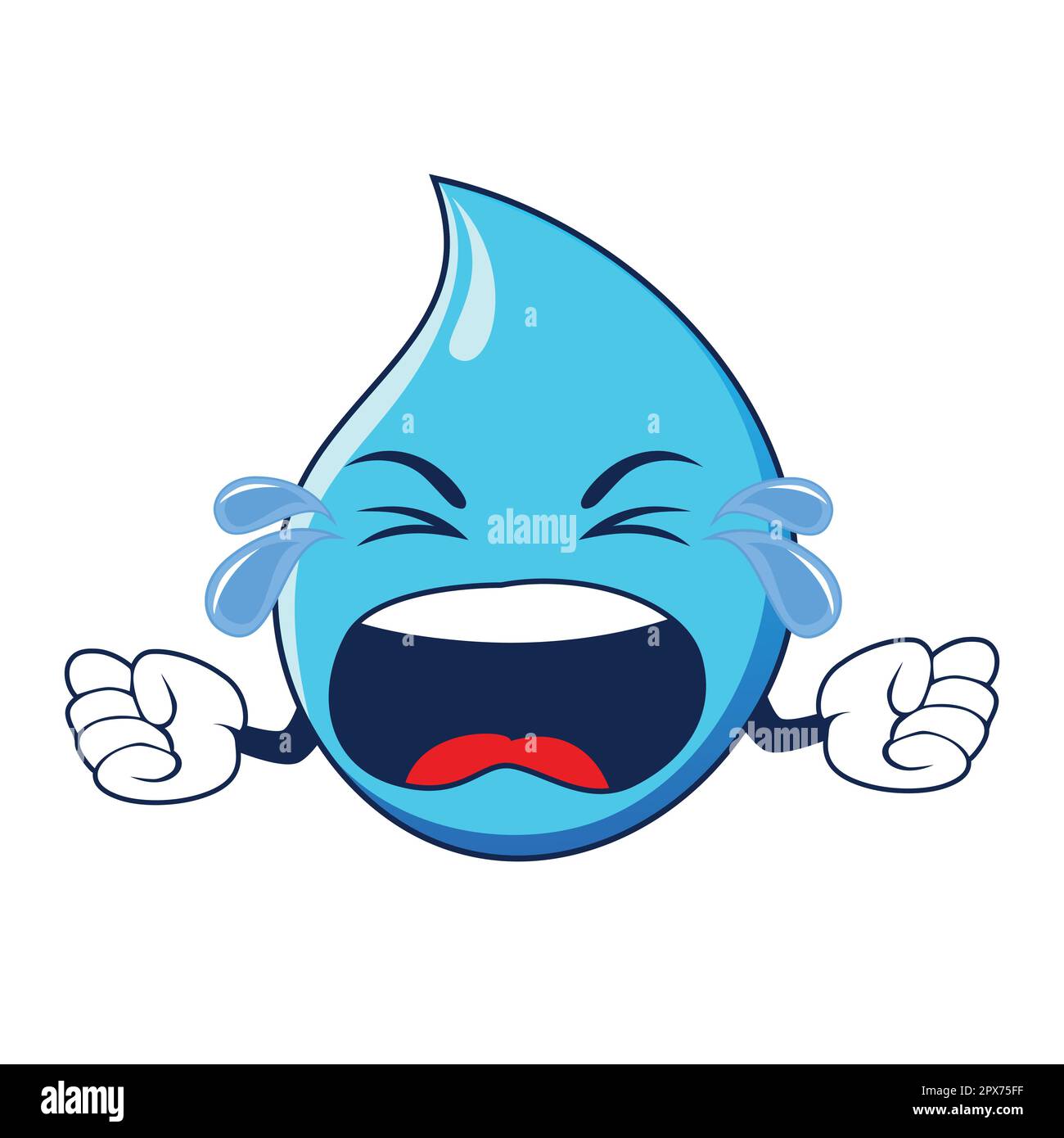 Crying Water drop mascot. Cartoon Character on white background Stock ...