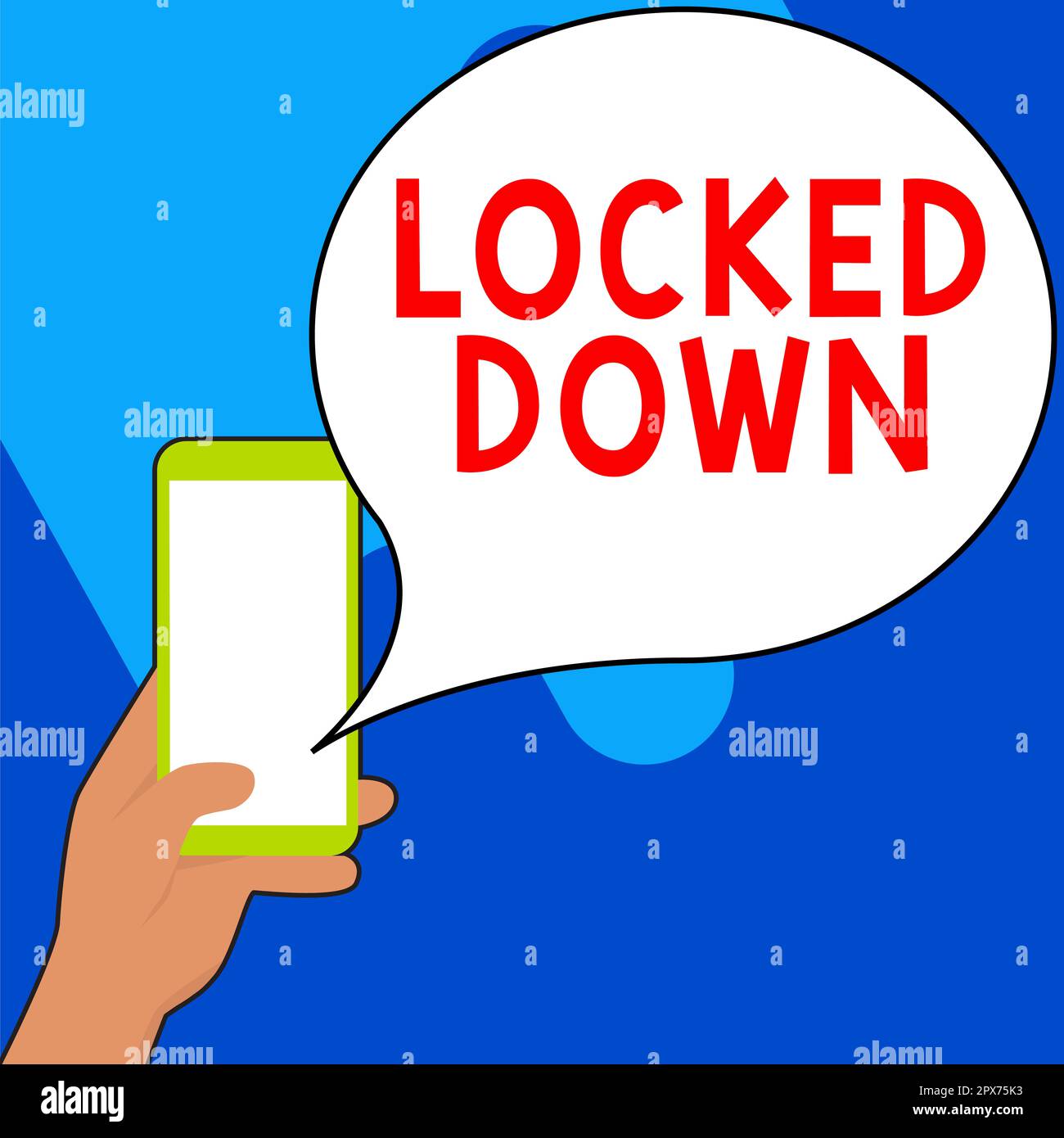 Sign displaying Locked Down, Business showcase emergency measure which ...