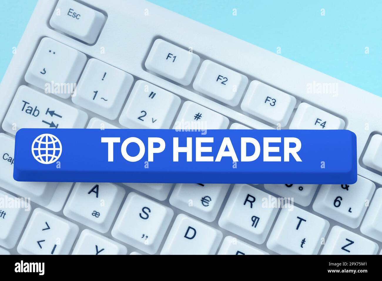 Sign displaying Top Header, Word Written on text at the top of a page ...