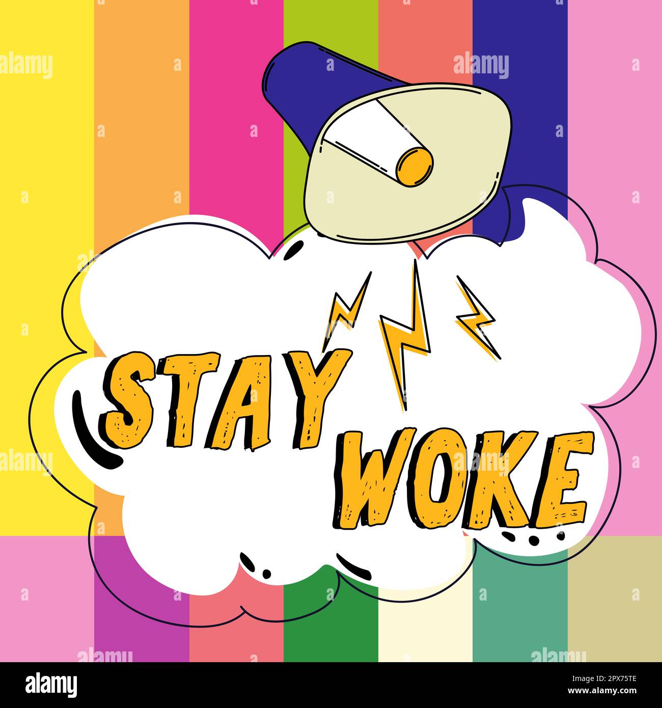 Conceptual caption Stay Woke, Business approach being aware of your ...