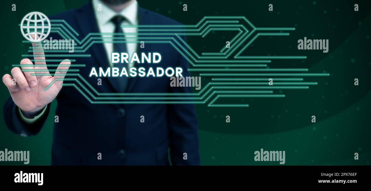 Writing displaying text Brand Ambassador, Business overview agent ...