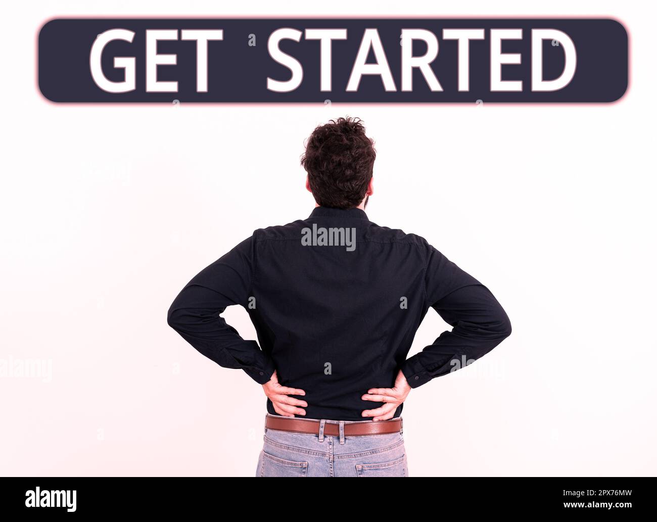 Hand writing sign Get Started, Business idea asking someone to begin task endeavour or process ...