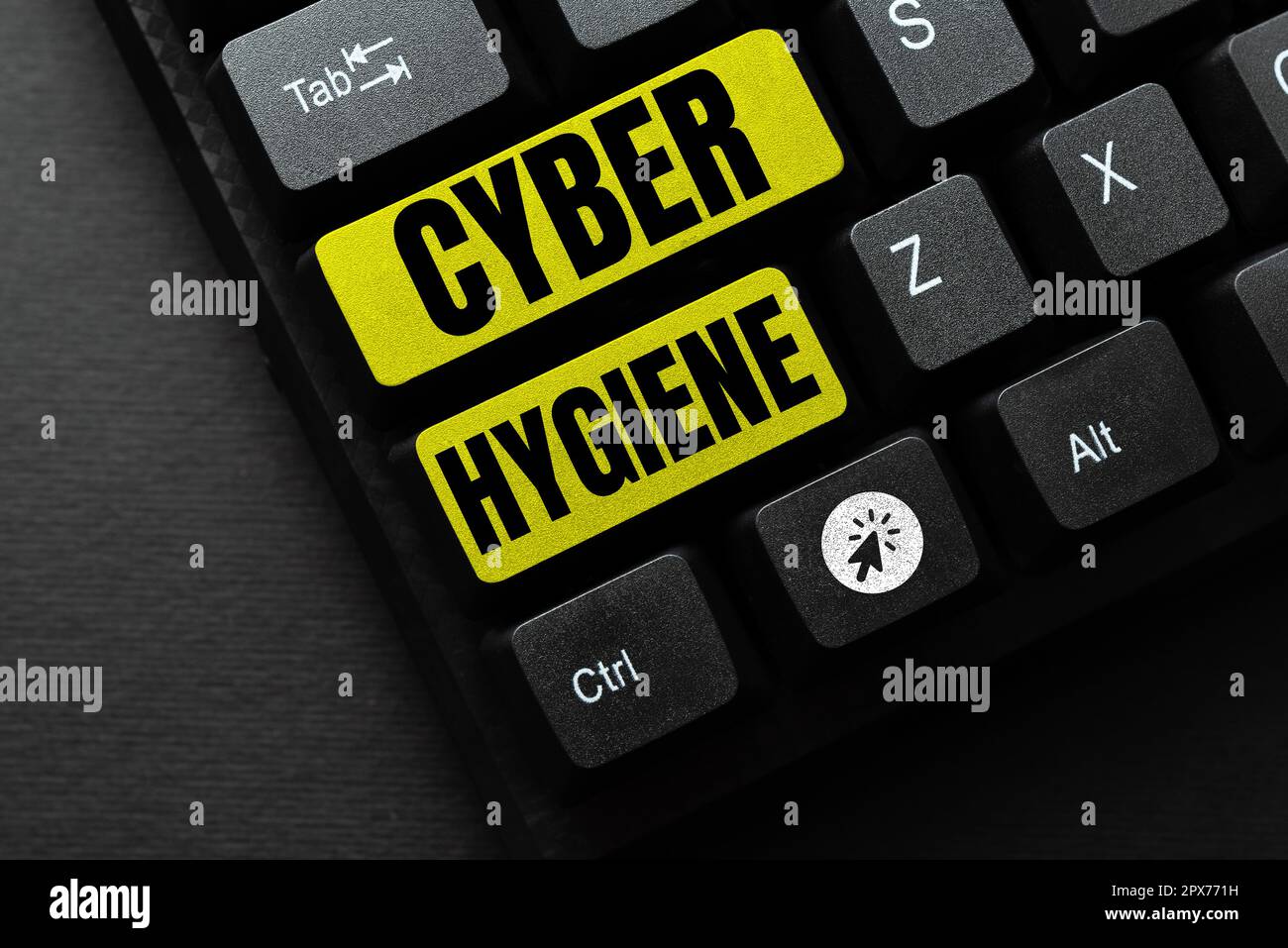 Text caption presenting Cyber Hygiene, Word Written on steps that ...