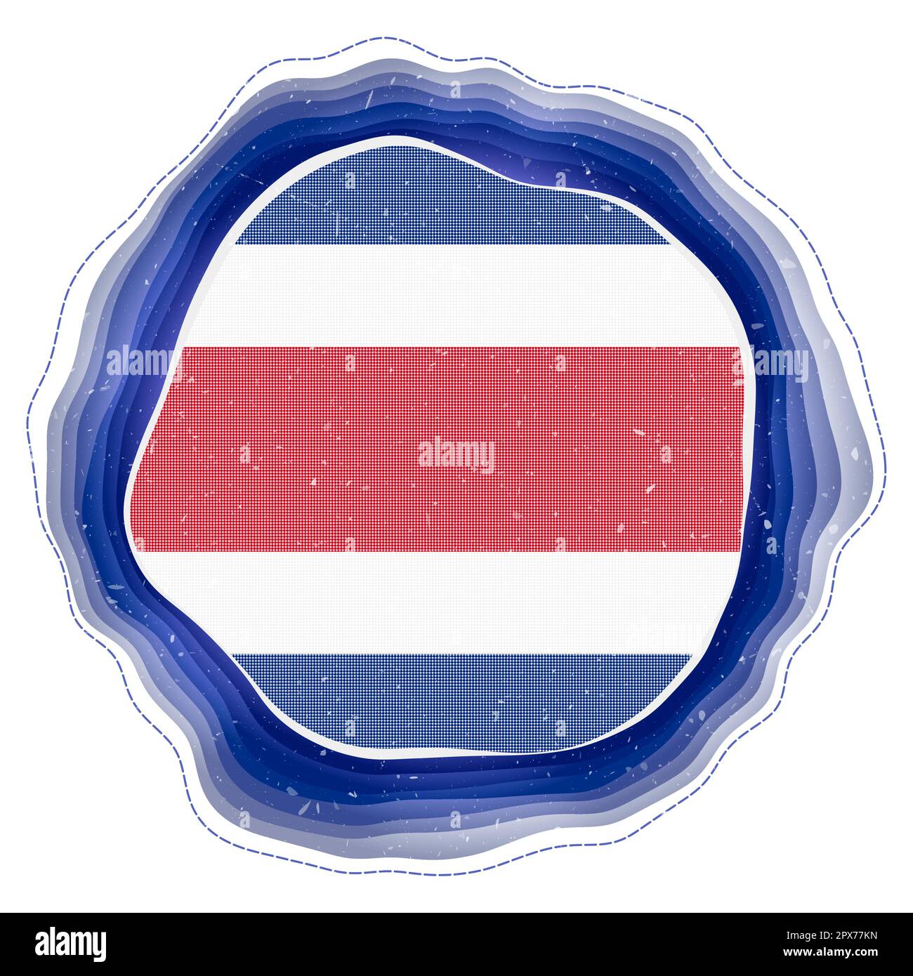 Costa Rica flag in frame. Badge of the country. Layered circular sign around Costa Rica flag ...