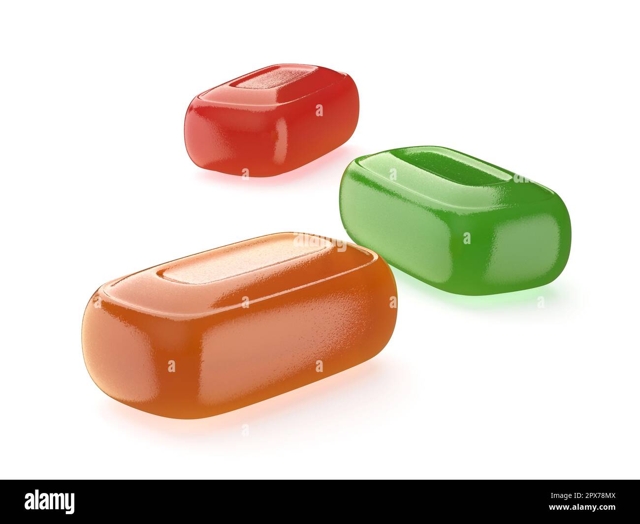 Colorful hard candies on white background Stock Photo - Alamy