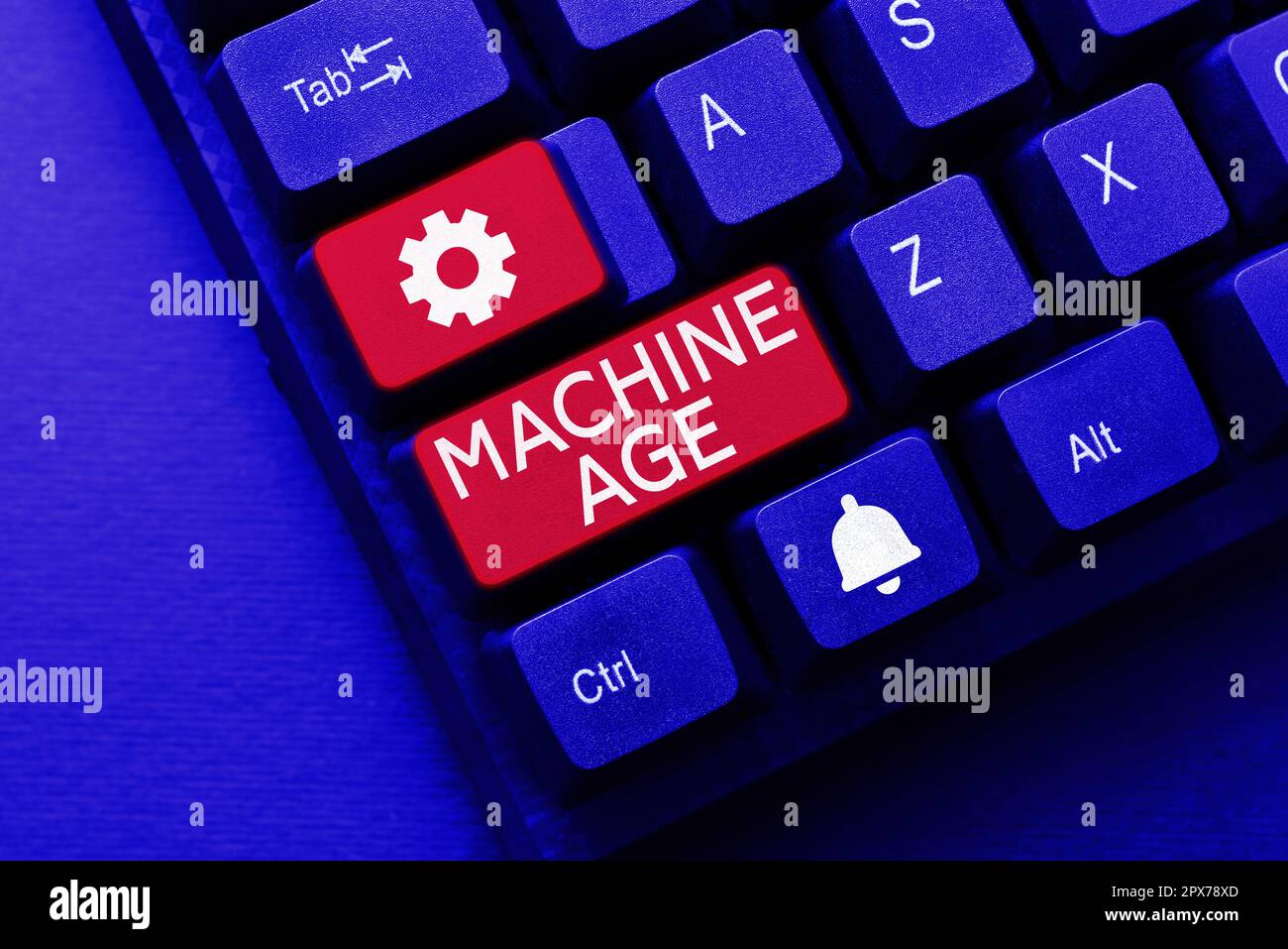 Text caption presenting Machine Age, Internet Concept period of ...